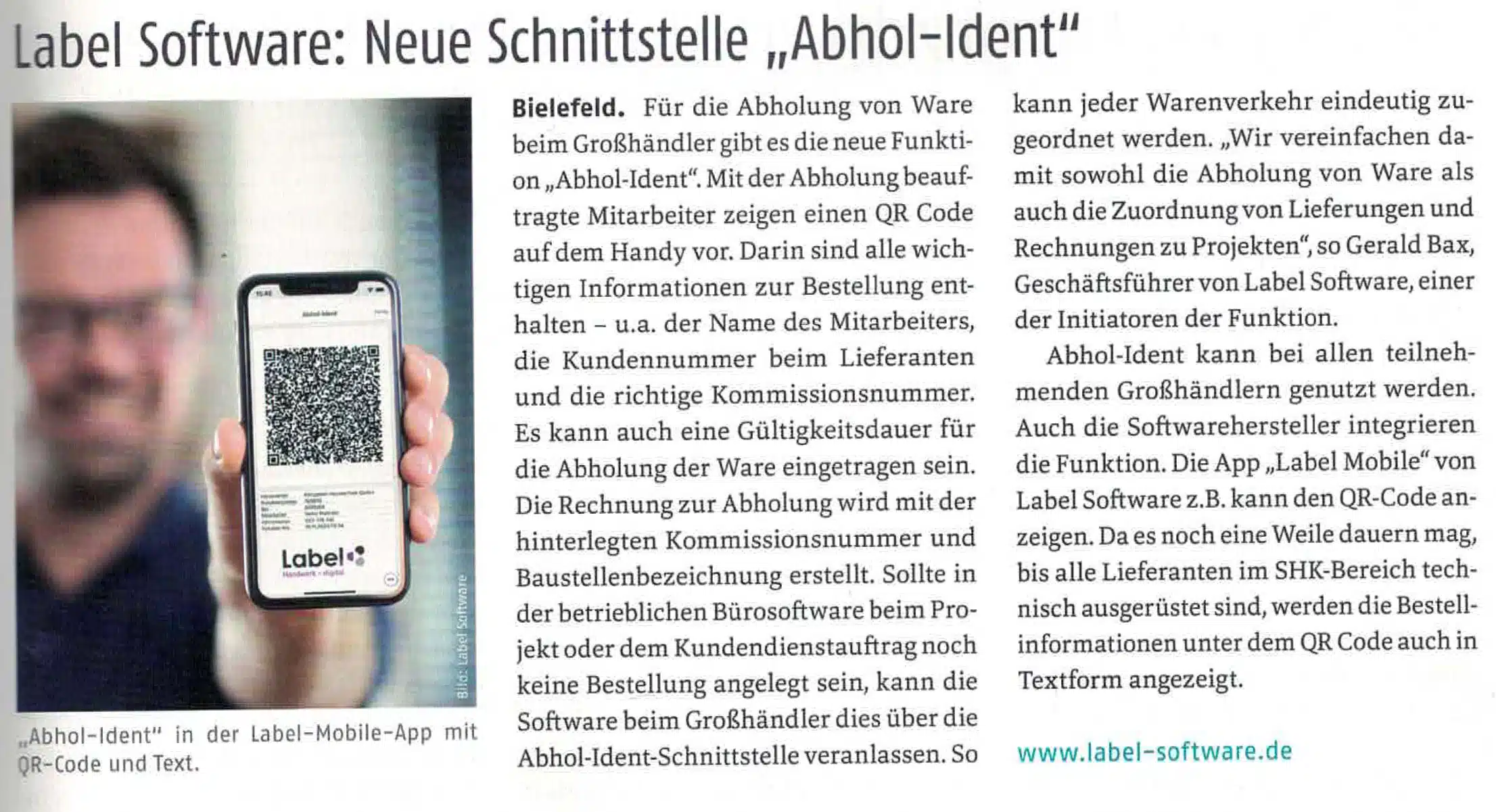 Medienecho "Abhol-Ident" - Label Software